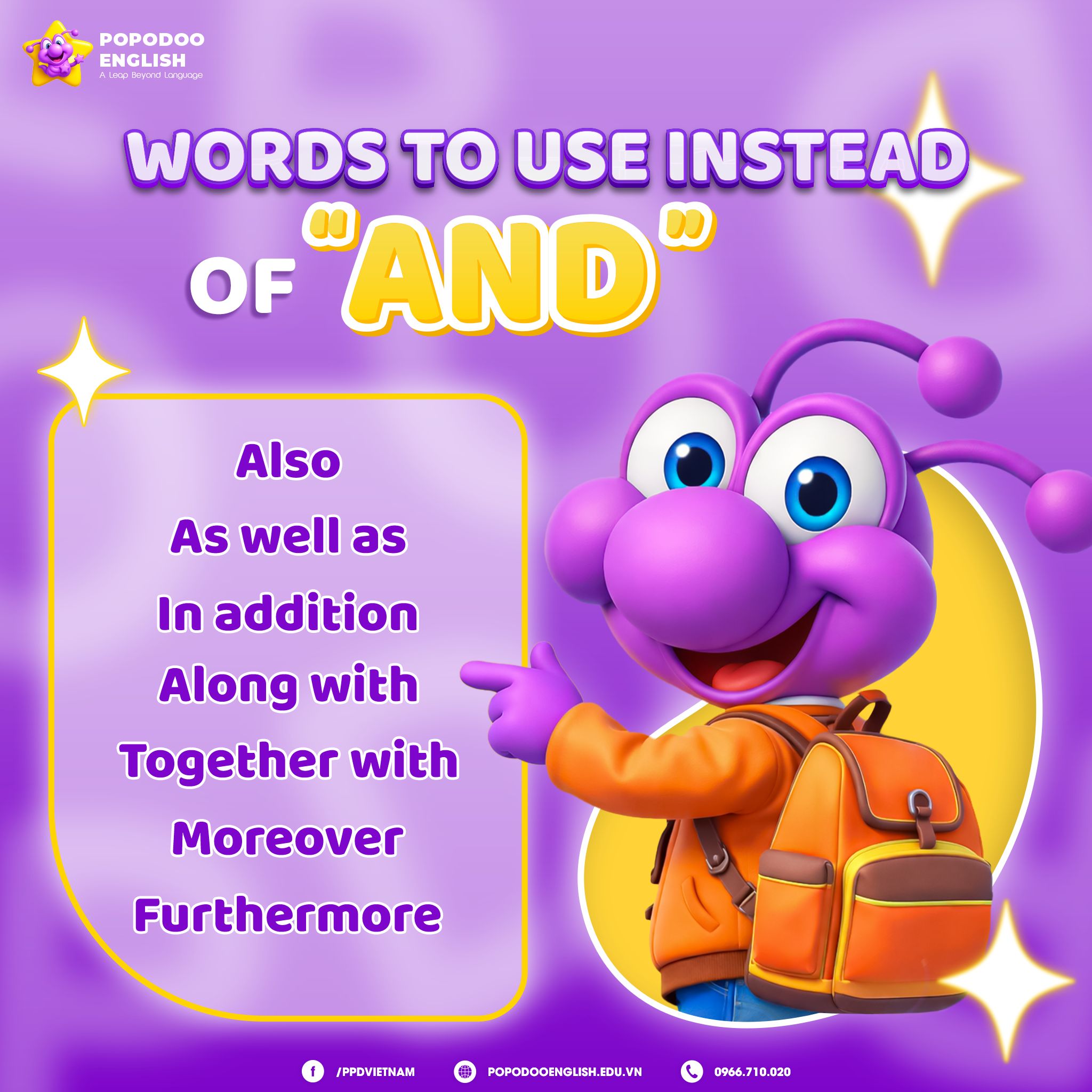 WORDS TO USE INSTEAD OF “AND” - PoPoDoo English